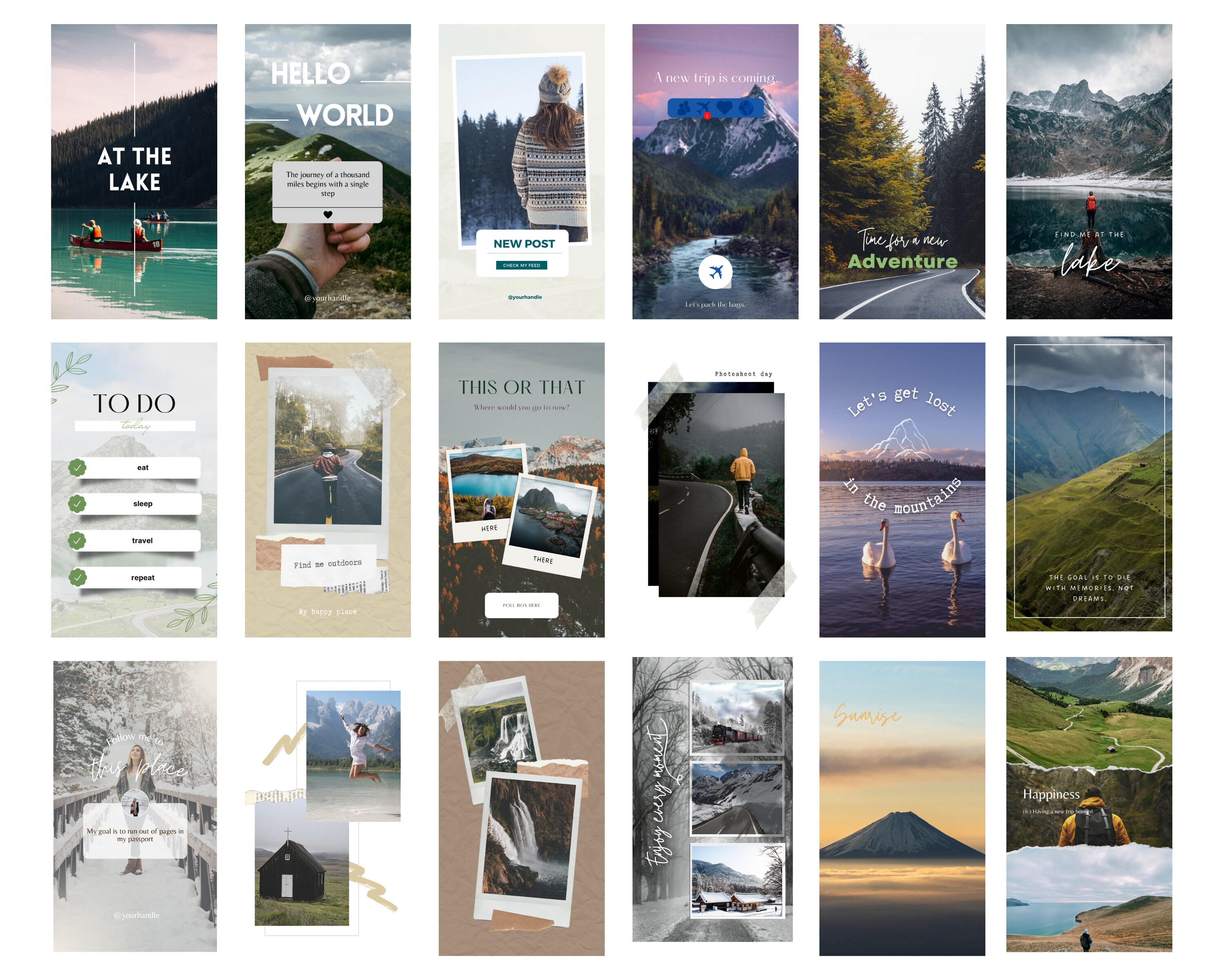 200 Instagram Travel Story Templates | Mountain Edition | Stories ...