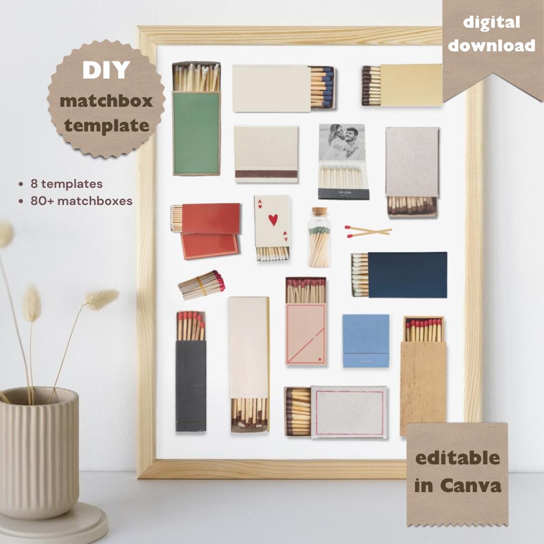 Matchbox Poster Templates + DIY | Digital Download | Personalized Gift ...