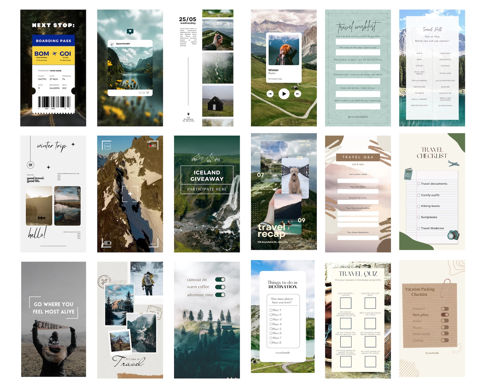 200 Instagram Travel Story Templates | Mountain Edition | Stories ...