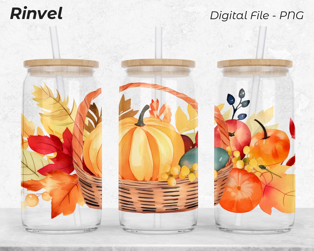 Fall Sublimation Autumn Basket PNG Digital Download 16oz - Etsy