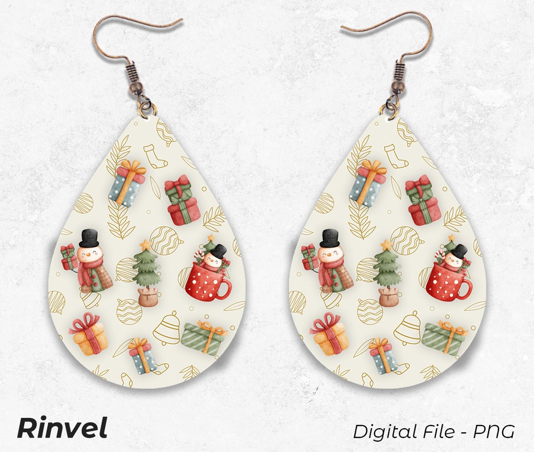 Merry Christmas Earring, Sublimation Earring Designs Template Earring ...