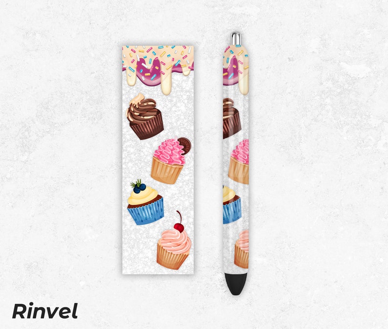 Pen Wraps PNG, Cupcake Pen Wraps Sublimation Designs, Waterslide Epoxy ...