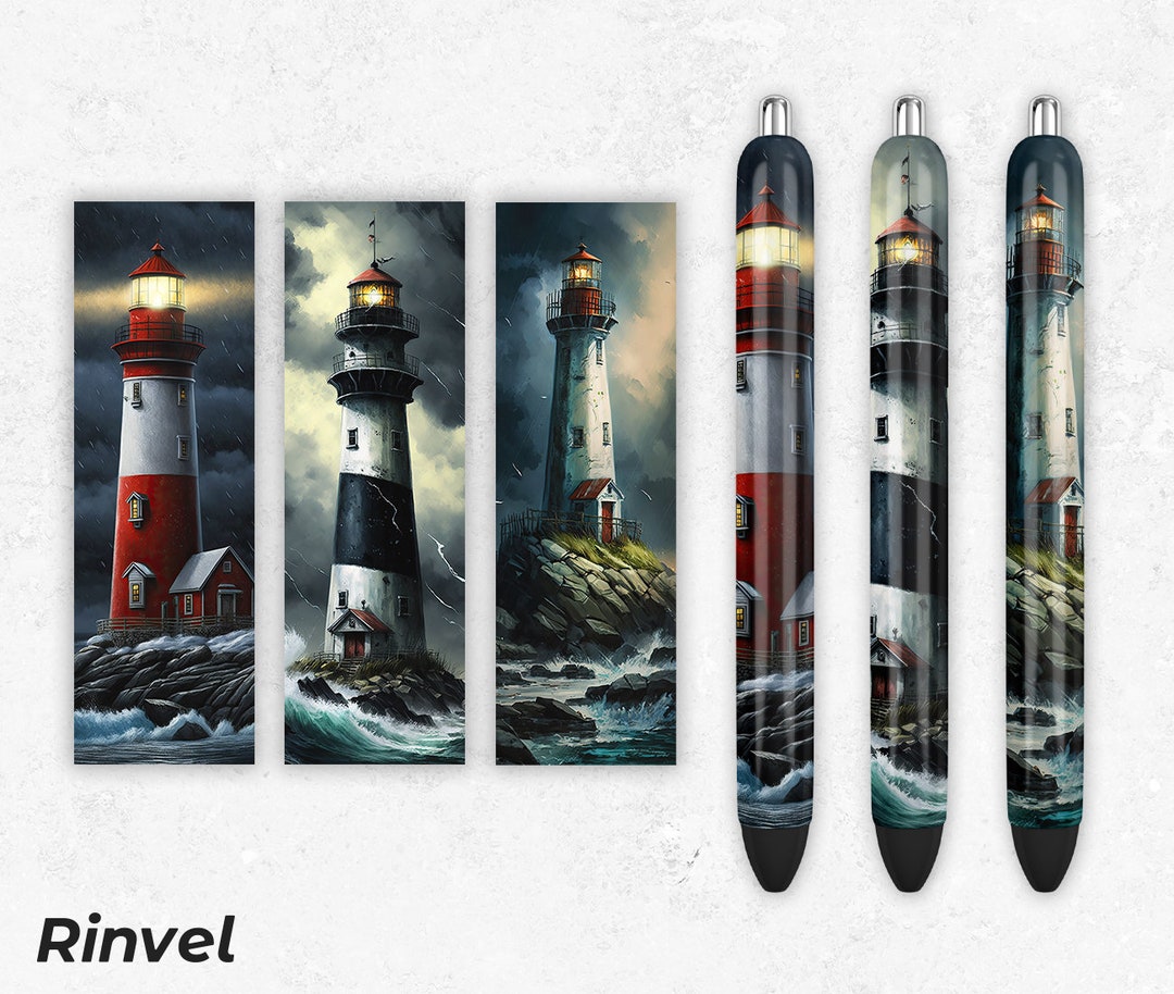 Lighthouses Epoxy Pen Wrap PNG Design Digital Download, Ink Pen Wrap ...