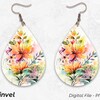 Peace Sign Flowers Earrings, Digital Download PNG, Floral Sublimation ...