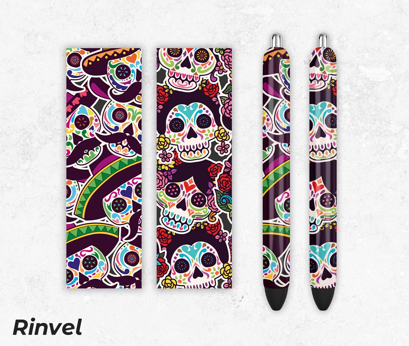 Pen Wraps PNG Sugar Skull Pen Wraps Sublimation Designs - Etsy