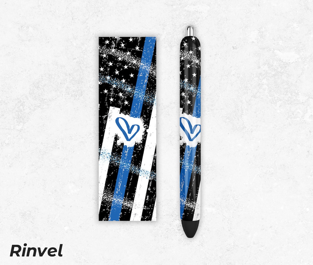 Thin Blue Line Pen Wraps PNG Sublimation Designs Waterslide Epoxy Pen ...