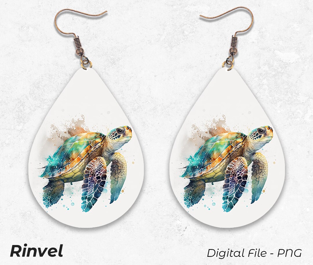 Earring Png, Turtle Sublimation Earring Designs, Teardrop Earring ...