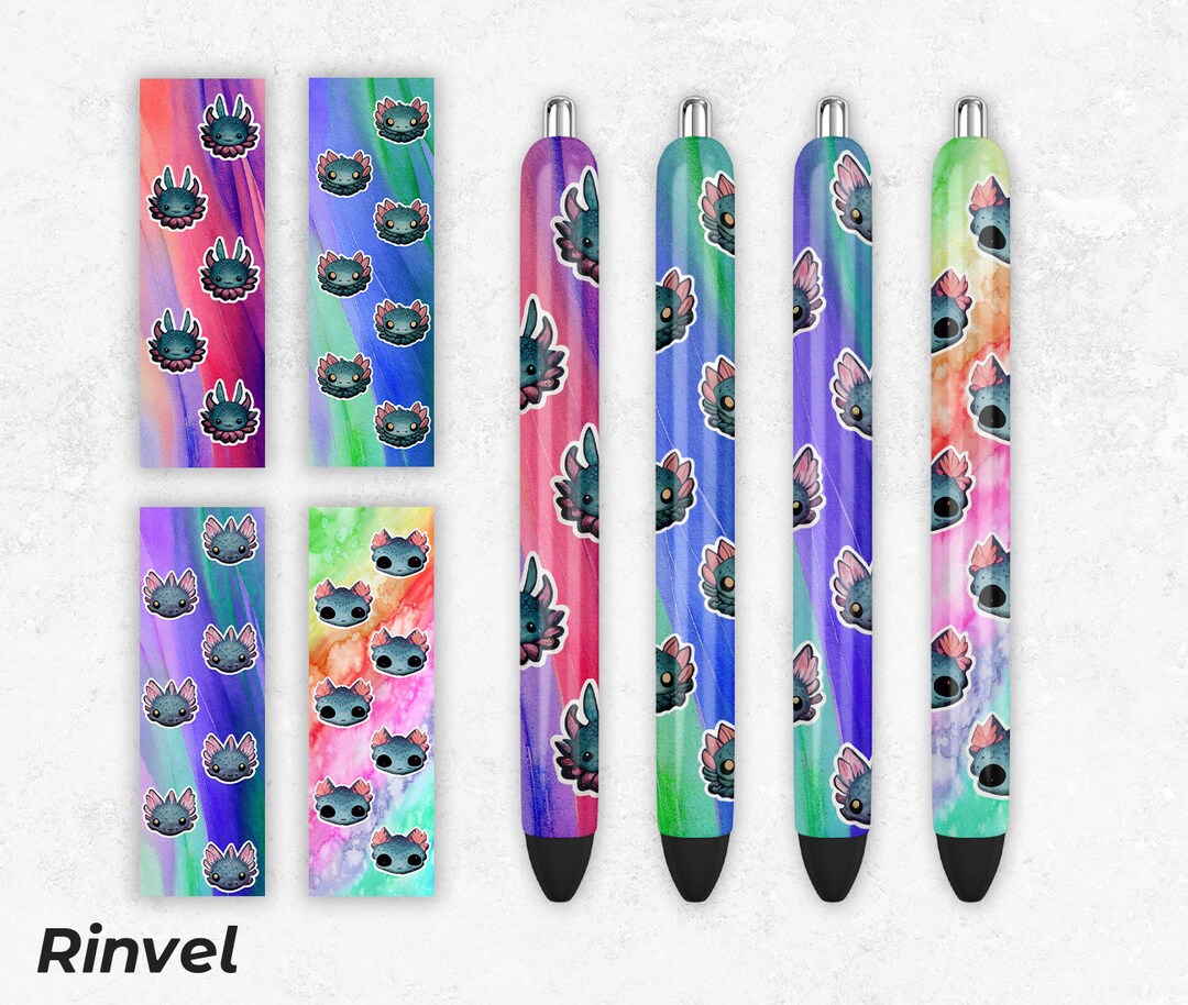 Axolotl Pen Wraps PNG Sublimation Designs Waterslide Epoxy Pen Wraps ...
