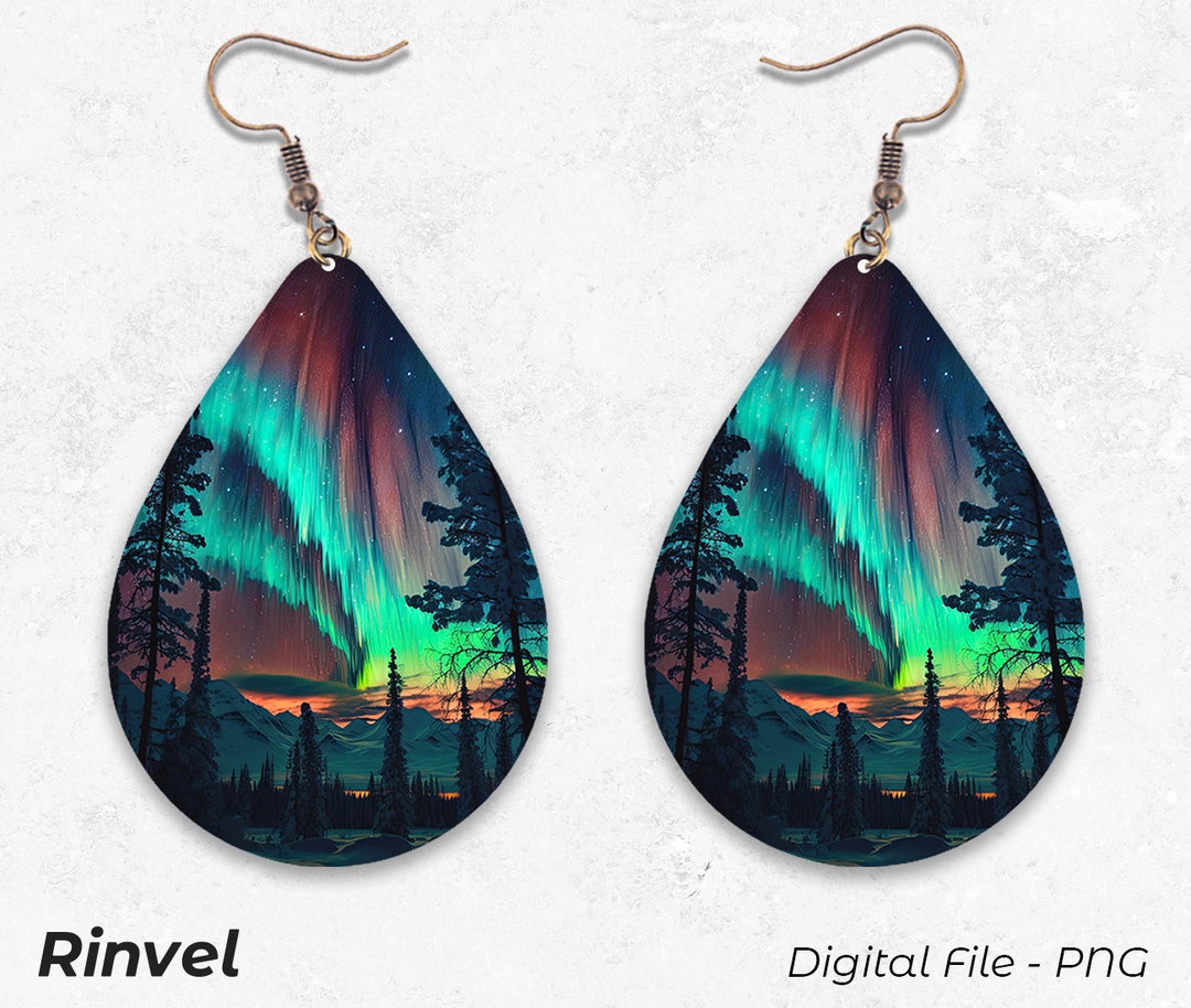 Northern Lights Earrings, Earrings Sublimation, Teardrop Earrings ...