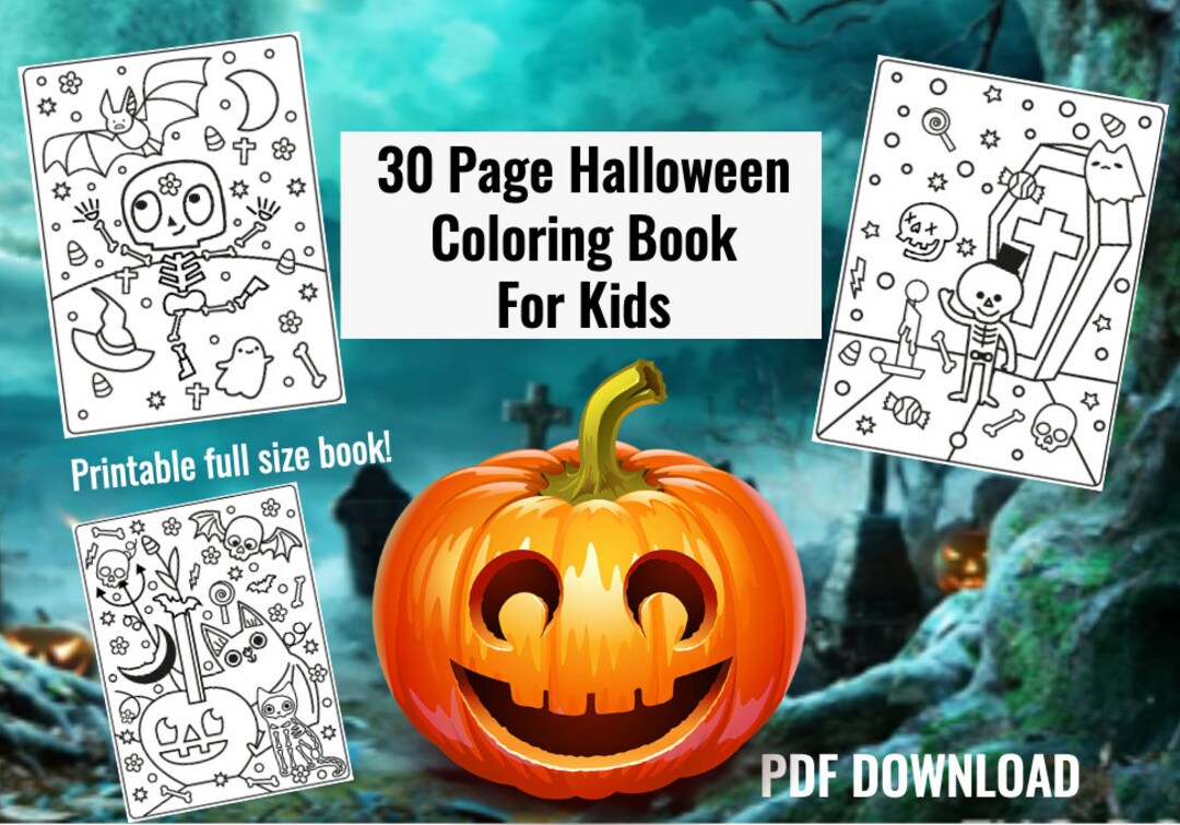 Spooky Halloween Coloring Book for Kids - Etsy