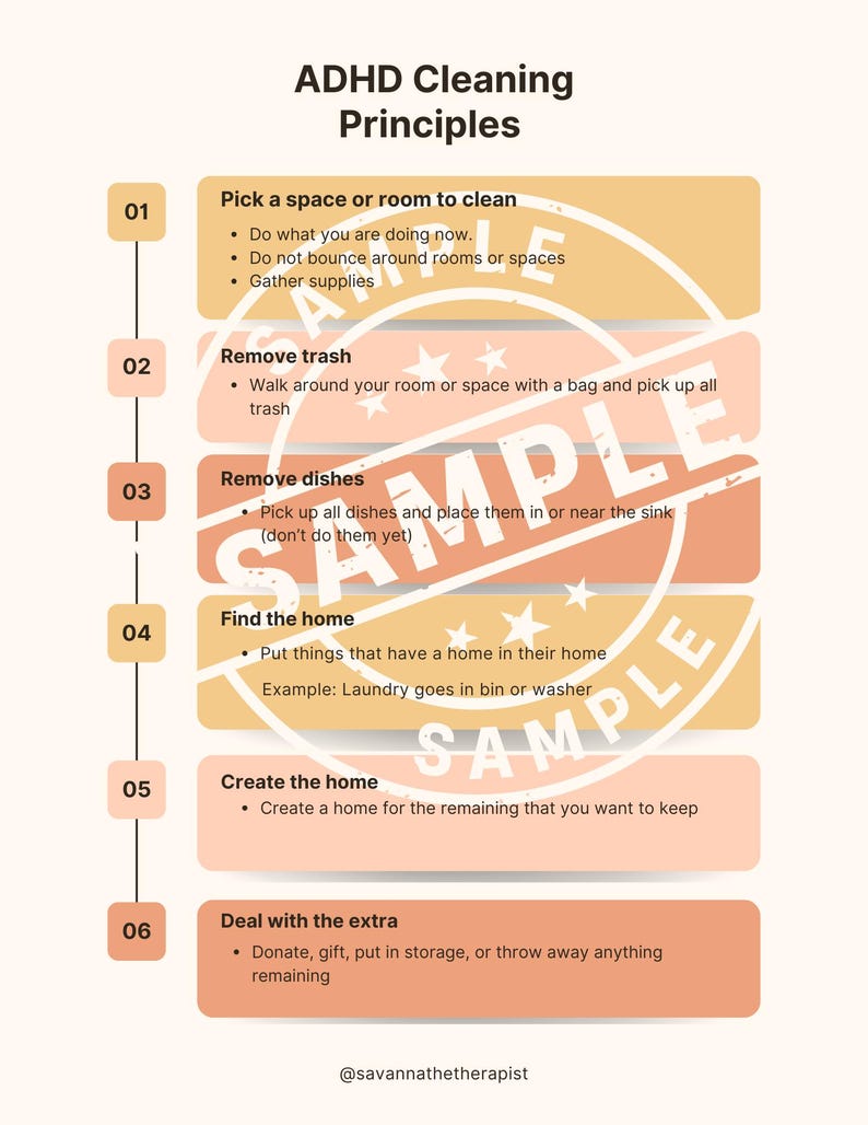 ADHD Cleaning Principles | ADHD Cheat Sheet | Social Work | Counseling ...