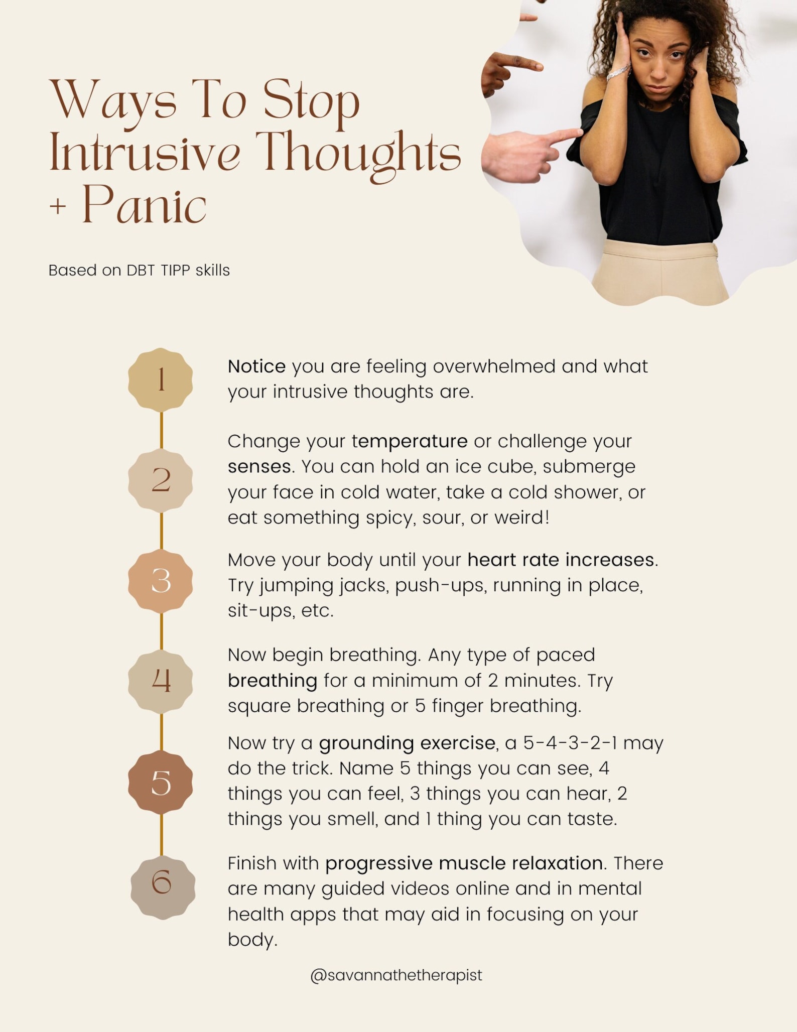 Therapy Handout: Ways to Stop Intrusive Thoughts and Panic Attacks | DBT | Mindfulness - Etsy