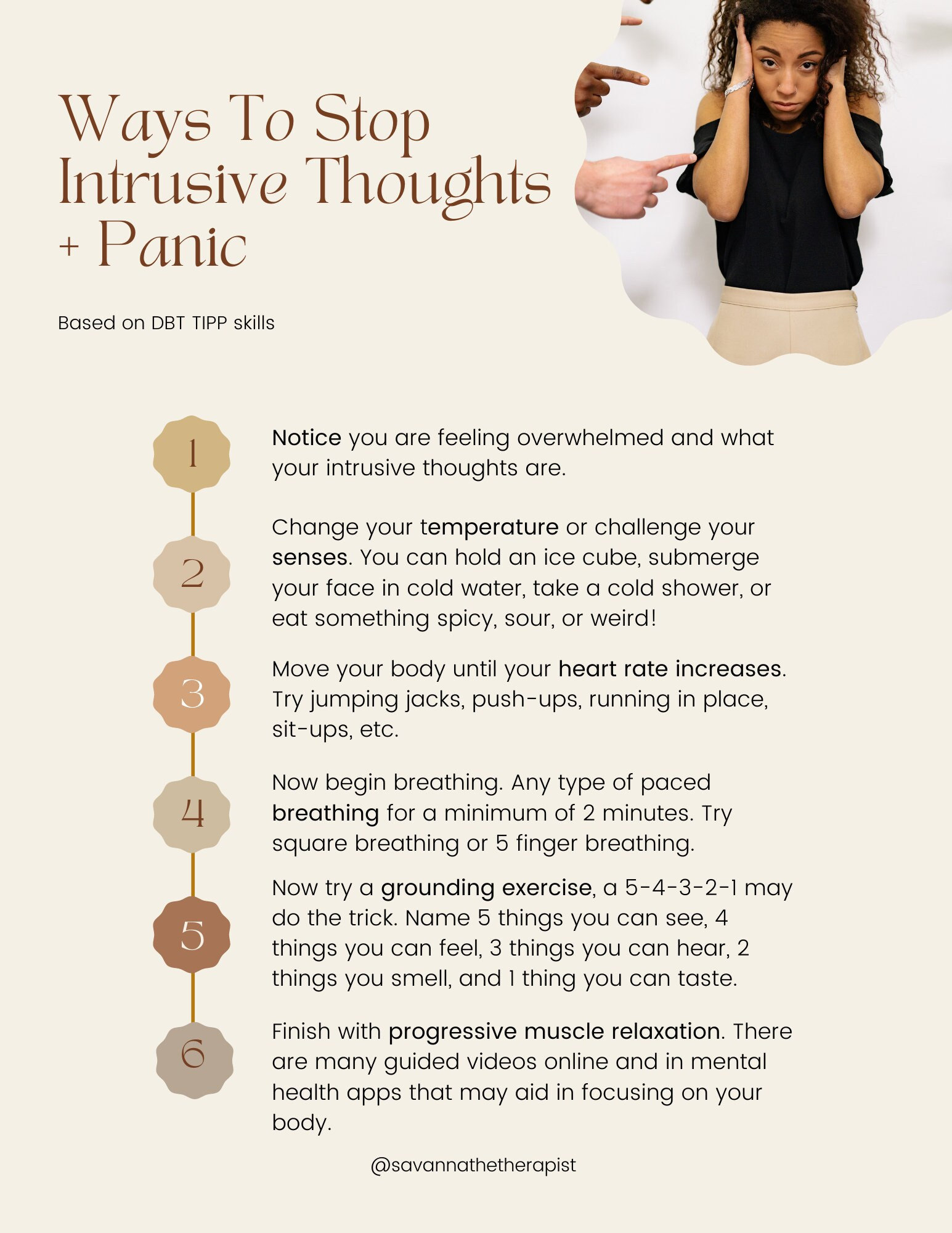 Therapy Handout: Ways to Stop Intrusive Thoughts and Panic Attacks | DBT | Mindfulness - Etsy