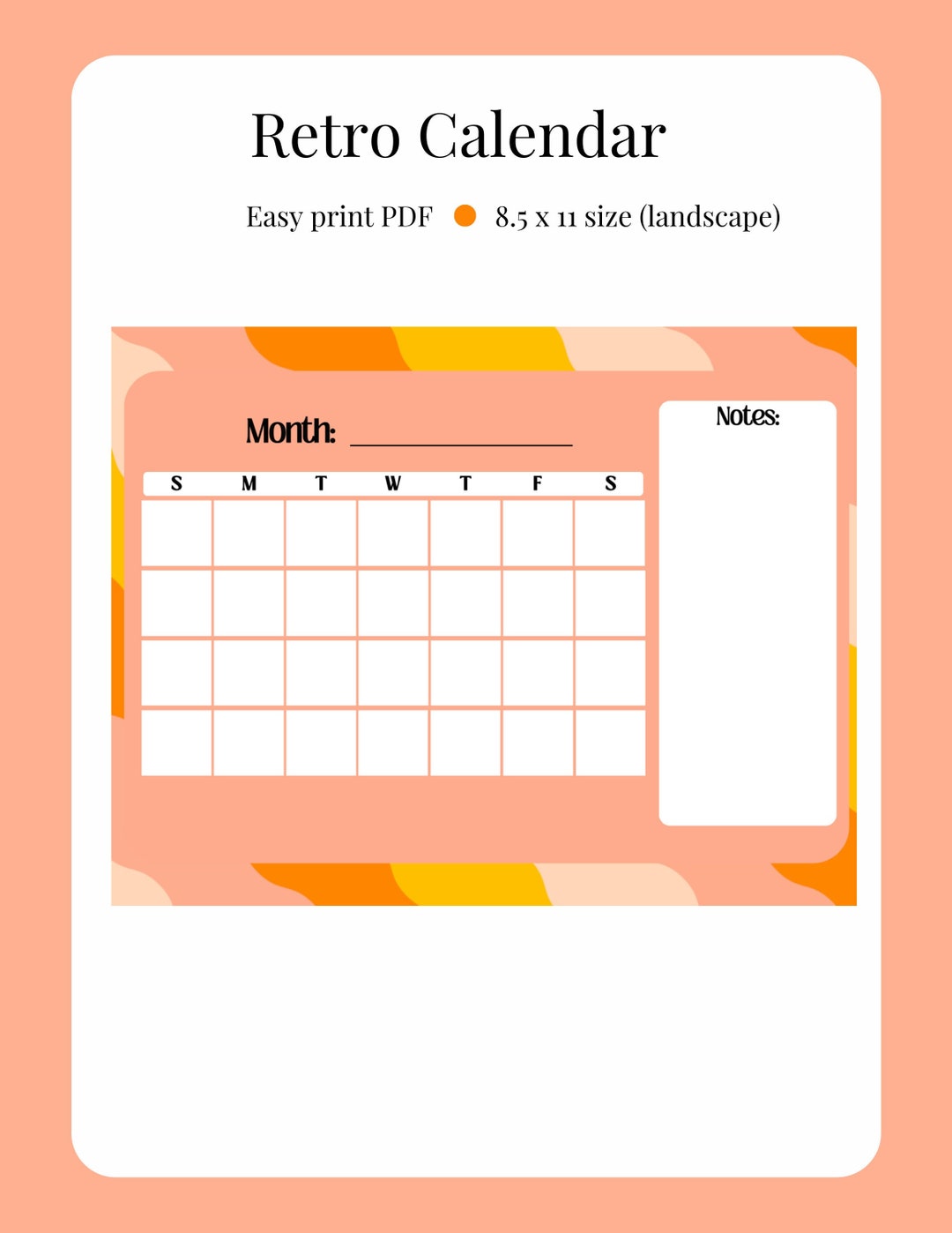Retro Calendar - Etsy