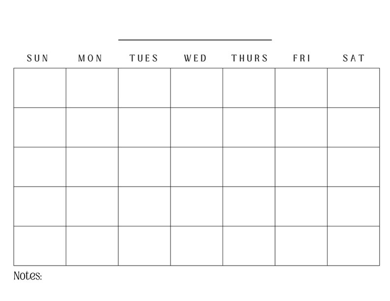 Simple Monthly Calendar - Etsy