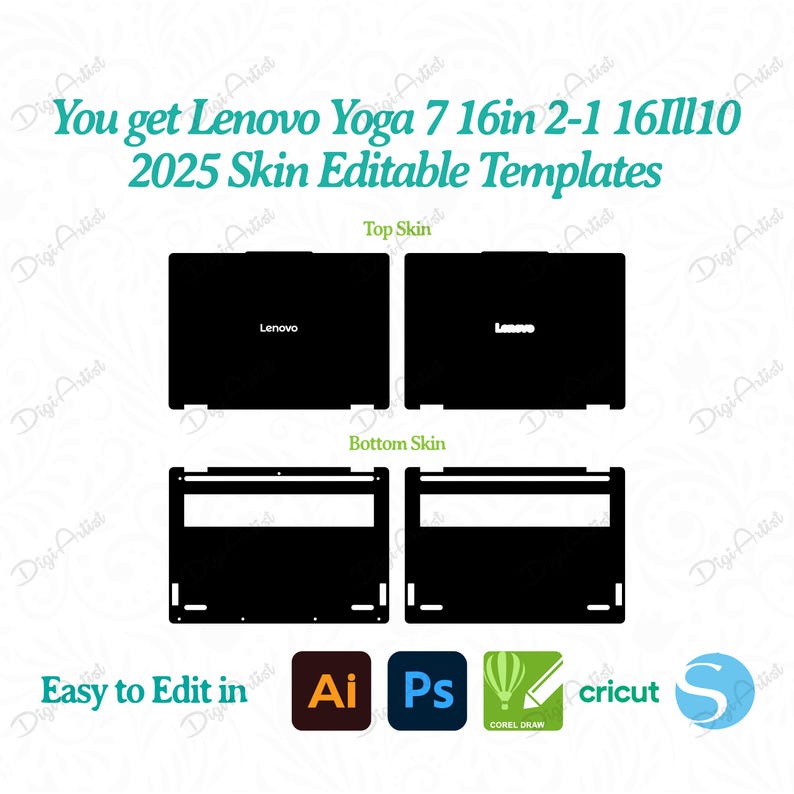 Lenovo Yoga 7 16in 2-1 16ill10 2025 Back and Bottom Skin Template by ...