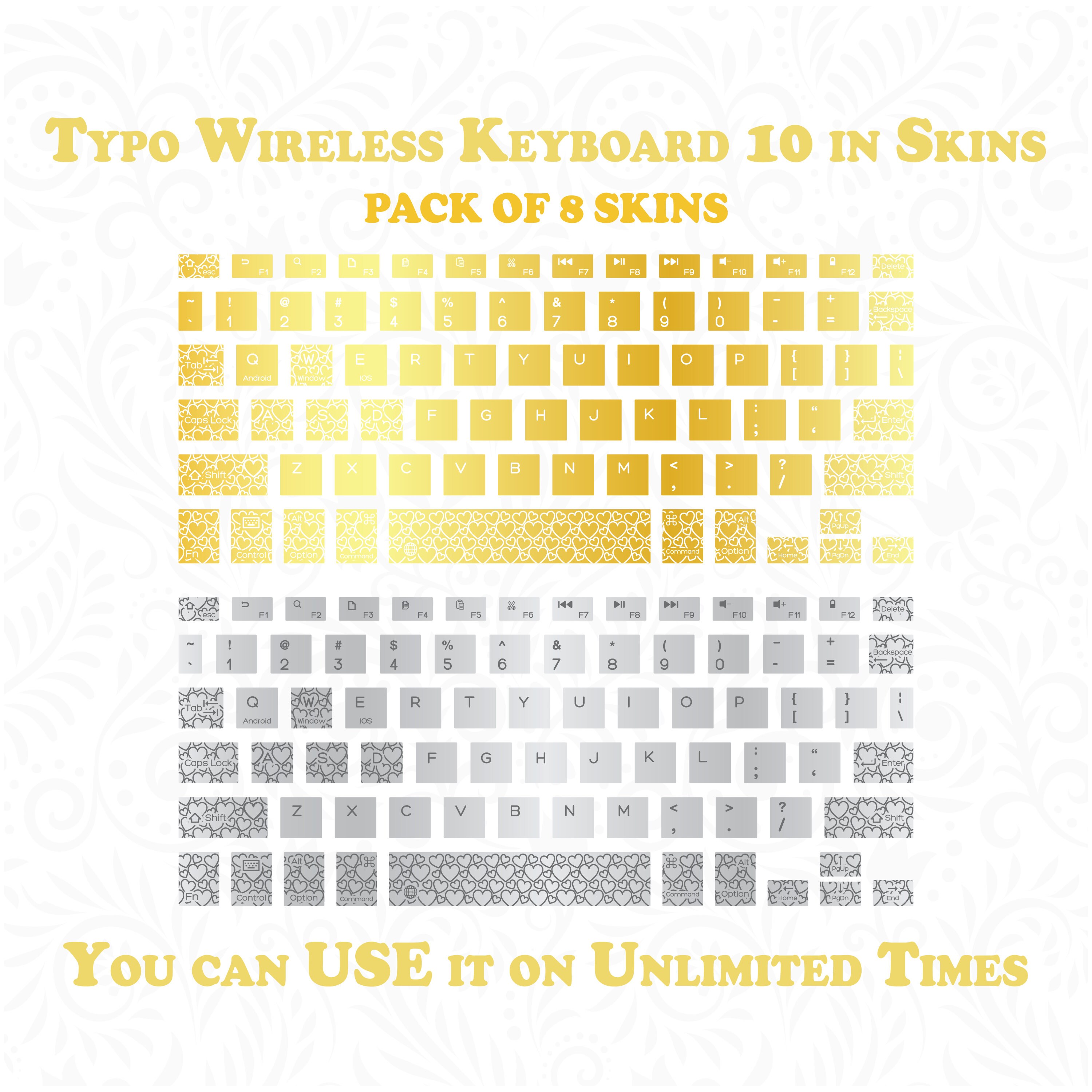 Typo Wireless 10 Inch Smart Keyboard Skins by Digiartist Store Pack of ...