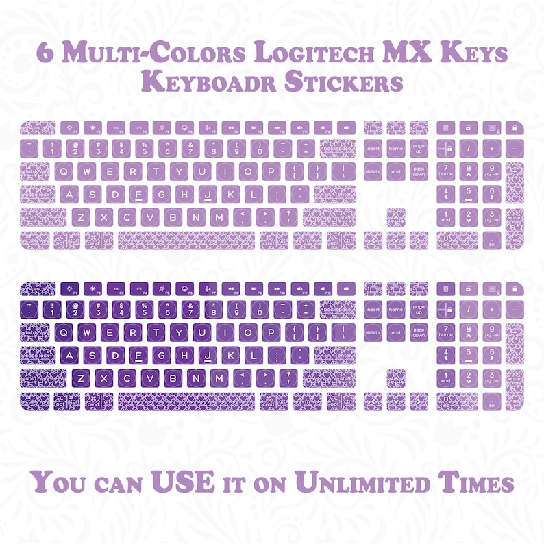 Logitech Keyboard Full Size MX Keys Keyboard Stickers - Set of 6 ...