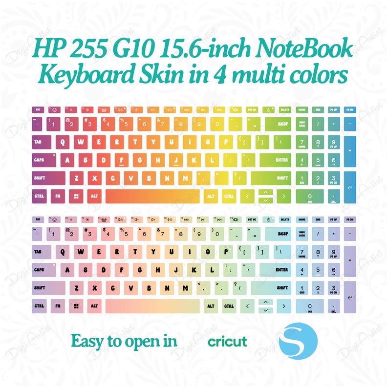 HP 255 G10 15.6-inch Keyboard Skin by Digiartist Store, Pack of 4 ...