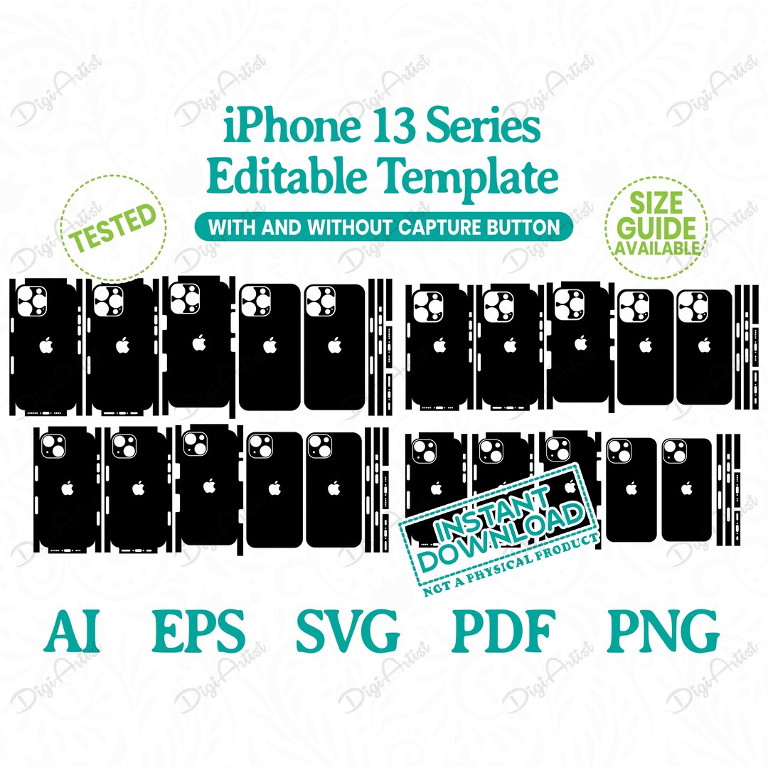 IPhone 13 Series Template by Digiartist Store, Pack of 4 Apple iPhone 13 Editable Template in ...