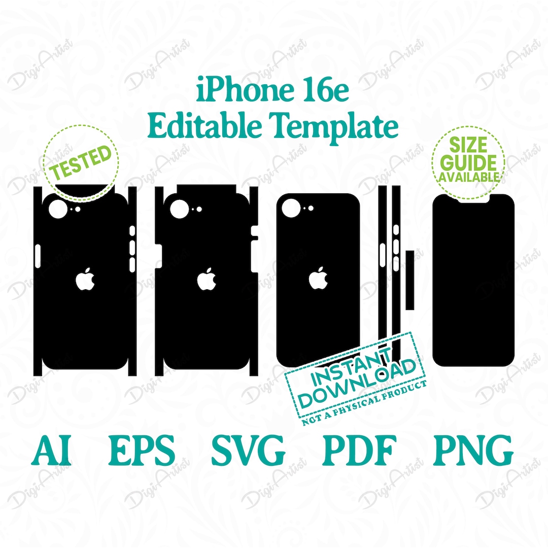 IPhone 16e Template by Digiartist Store, Apple iPhone 16e Skin Editable Template in Instant ...