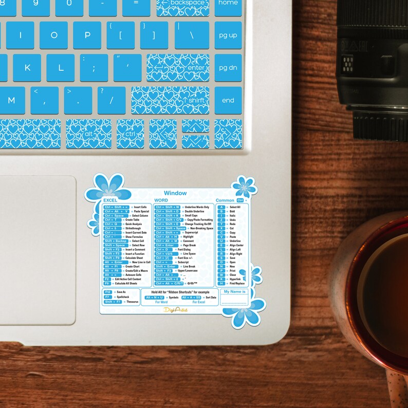 Word and Excel Shortcut Stickers in 2 Multi-colors and Sizes Flower ...