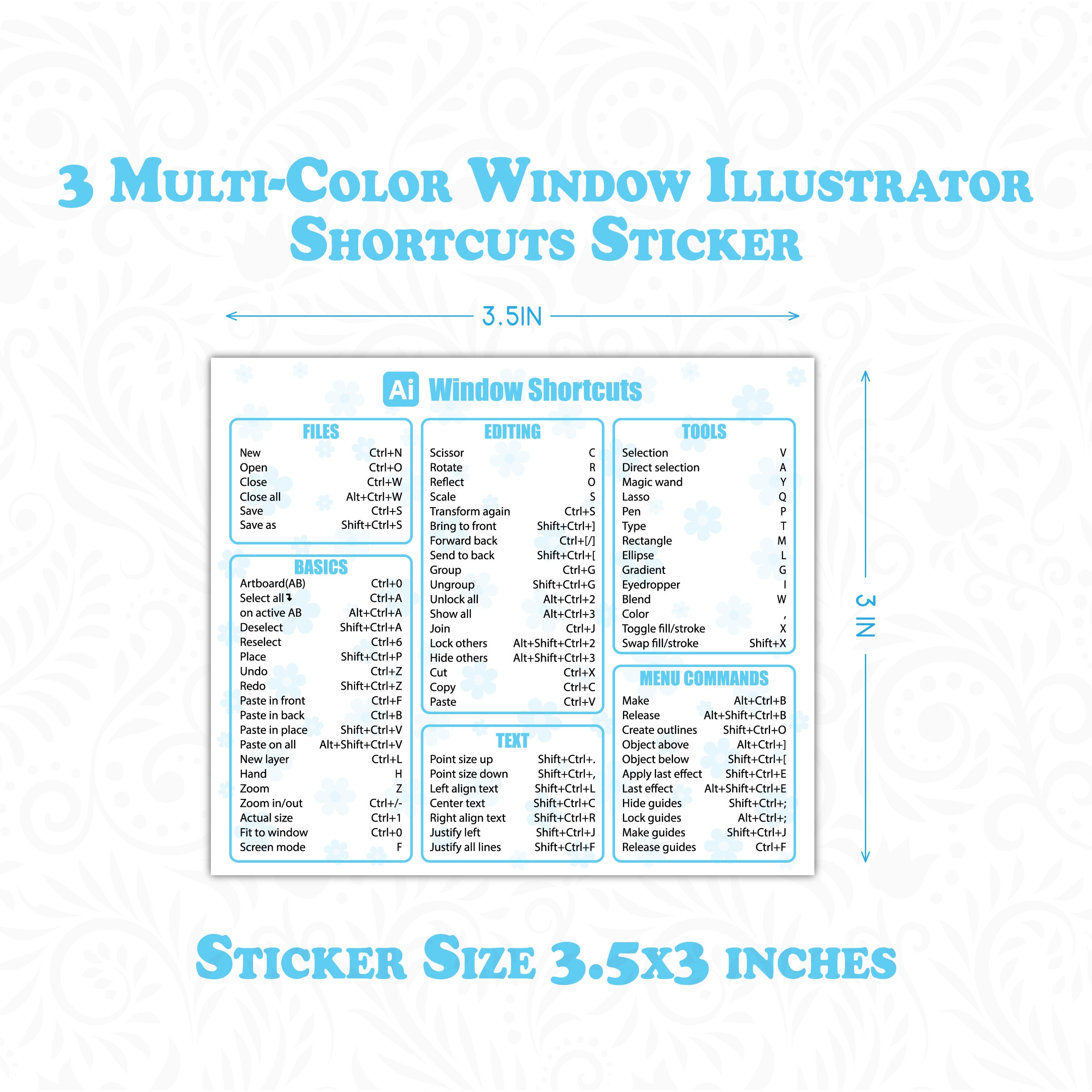 Window Illustrator Shortcut Stickers in 3 Multi-color Cute - Etsy
