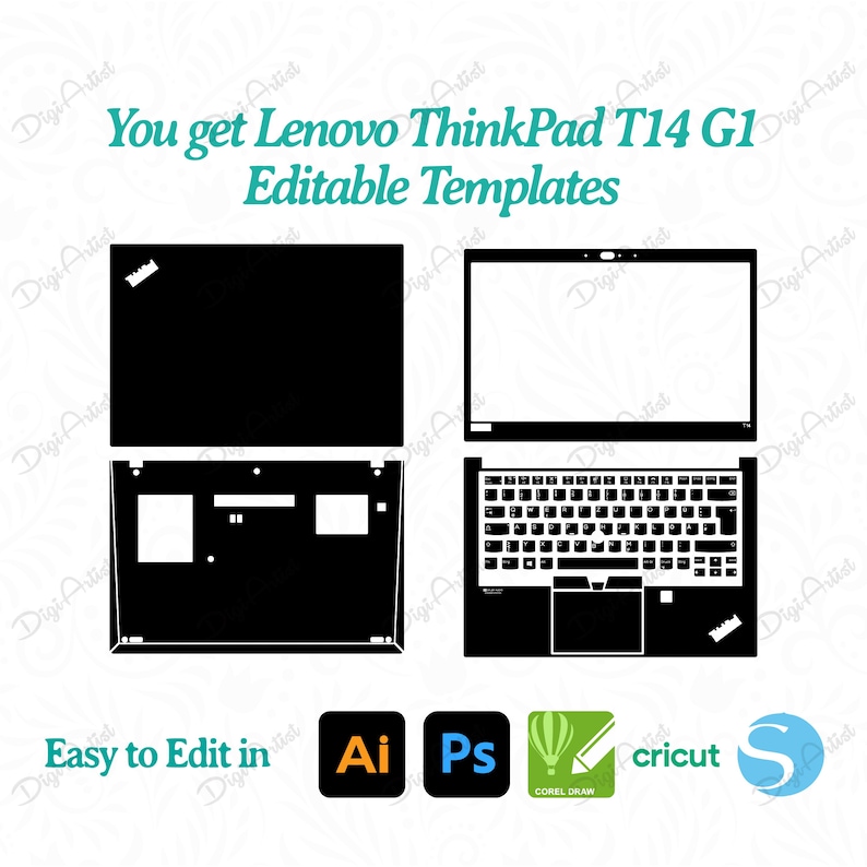 Lenovo Thinkpad T14 G1 Editable Template by Digiartist Store, Lenovo ...