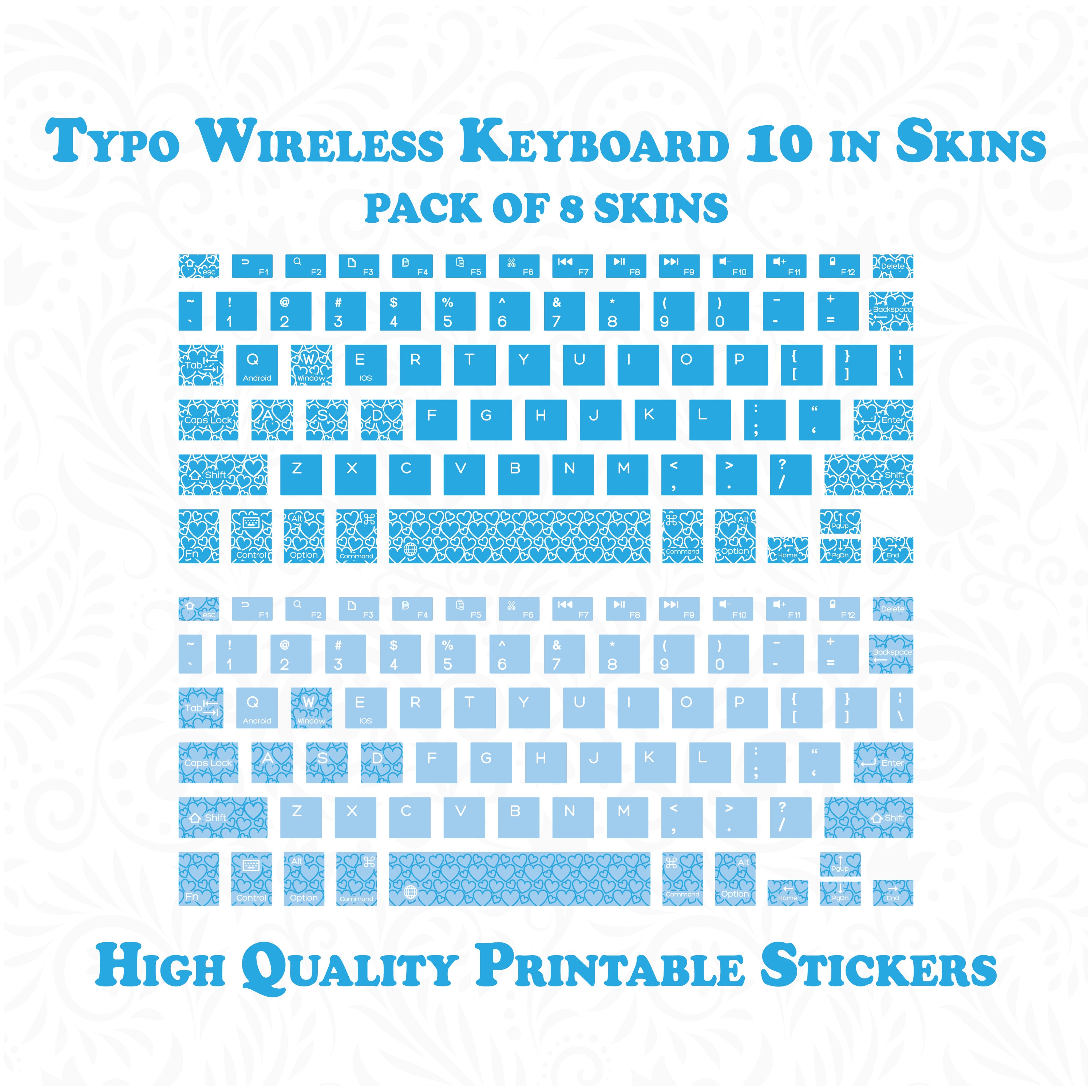 Typo Wireless 10 Inch Smart Keyboard Skins by Digiartist Store Pack of ...