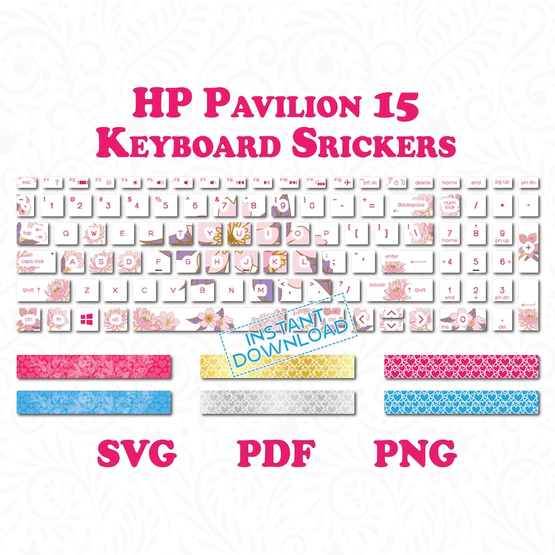 HP Pavilion 15 Keyboard Stickers in 12 Multi HP Laptop Skins Cute ...