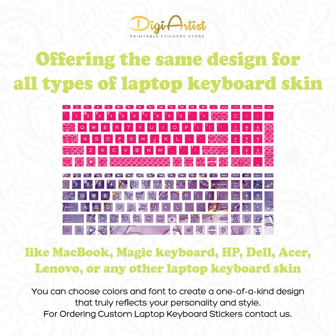 HP Envy 17 Keyboard Stickers - Set of 6 HP Envy Laptop Skin Cute ...