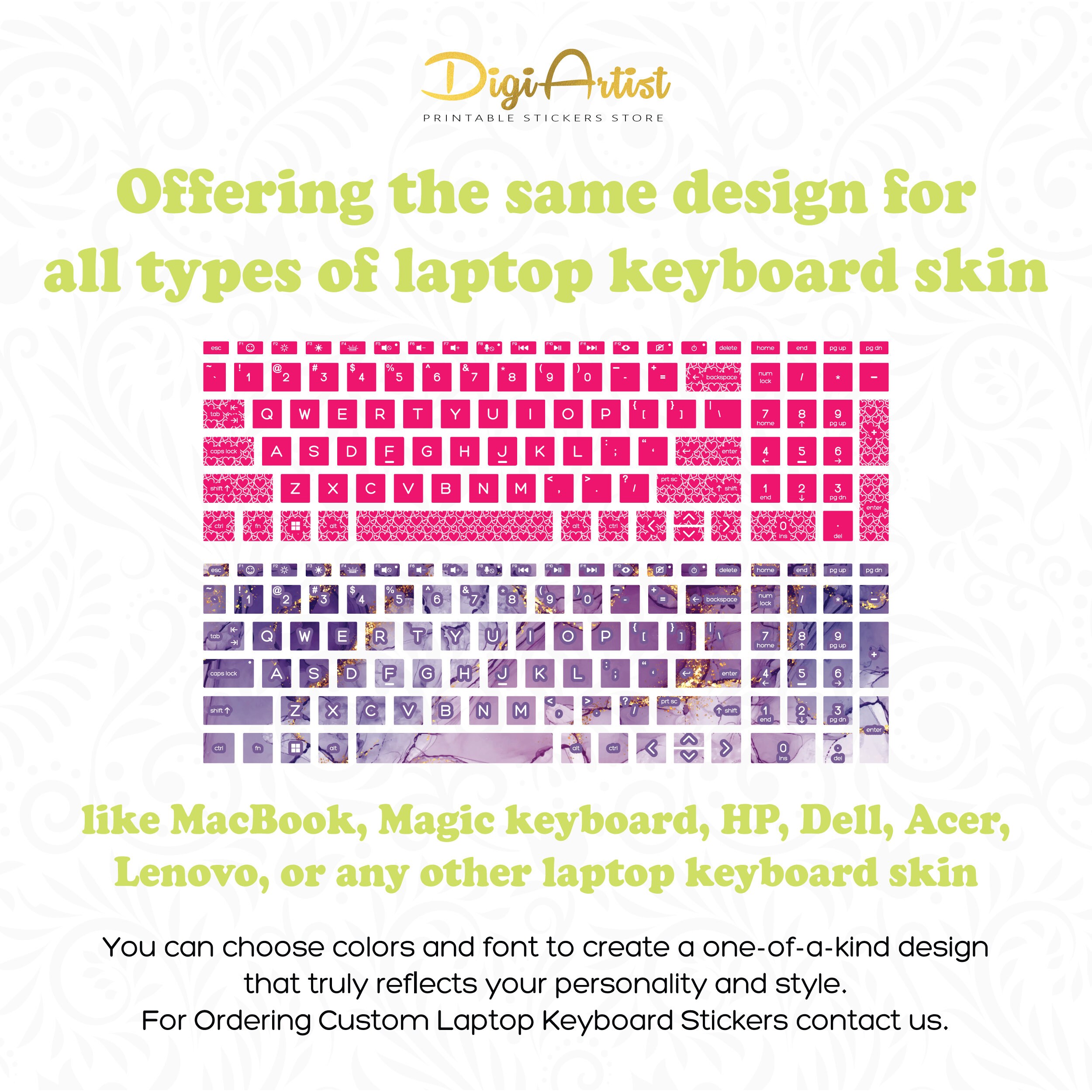 HP Envy 17 Keyboard Stickers - Set of 6 HP Envy Laptop Skin Cute ...