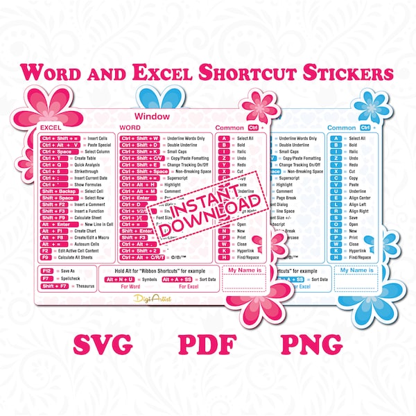 Excel Shortcut Sticker - Etsy