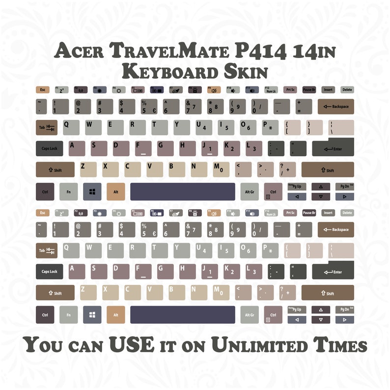 Acer Travelmate P414 14 Custom Keyboard Skin, Pack of 4 Acer Skin Cute ...