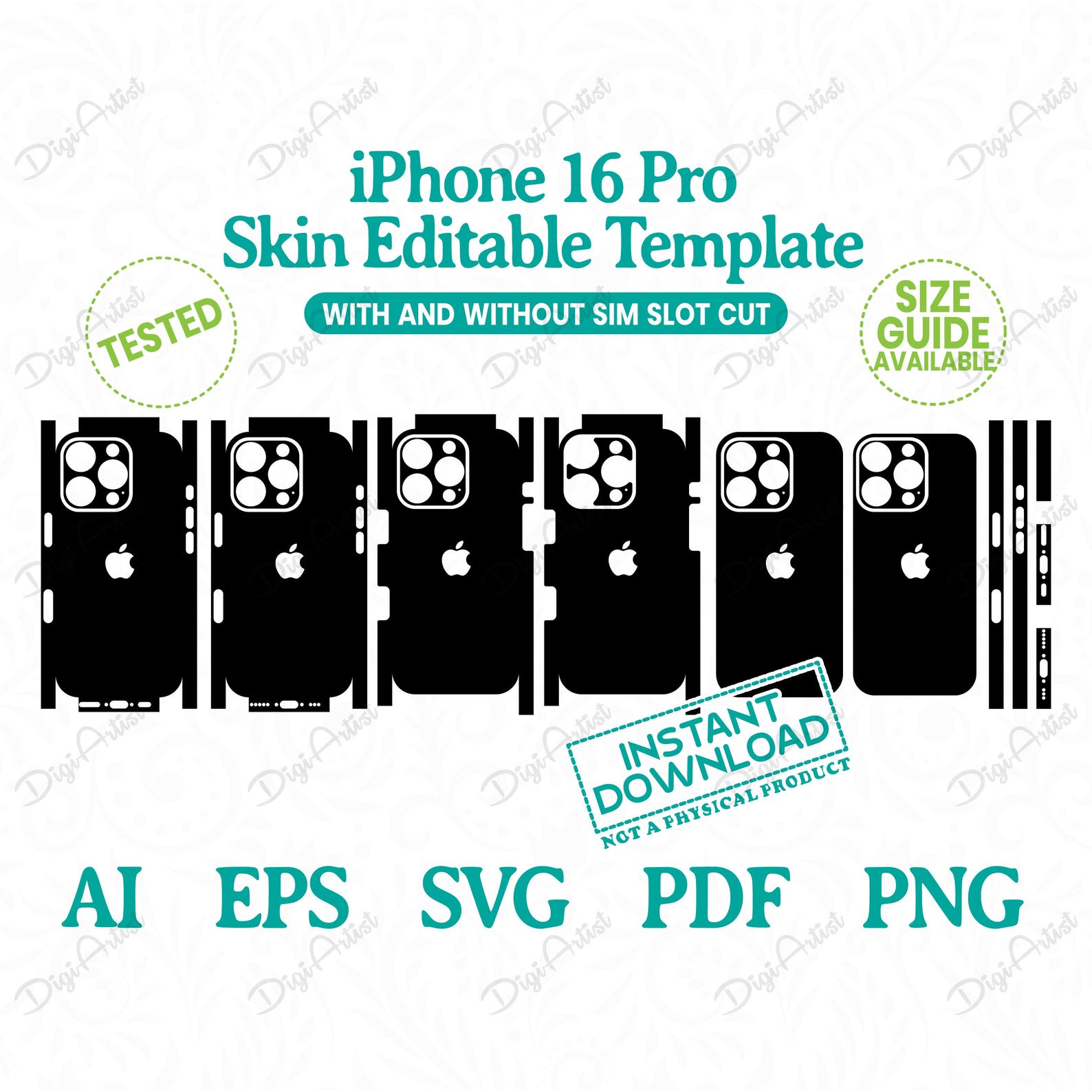 IPhone 16 Pro Skin Editable Template by Digiartist Store, iPhone 16 Pro ...