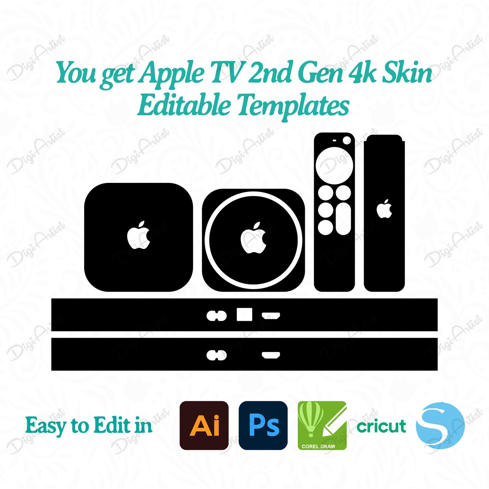 Apple TV 2nd Gen 4k Editable Template by Digiartist Store, Apple TV 2 ...