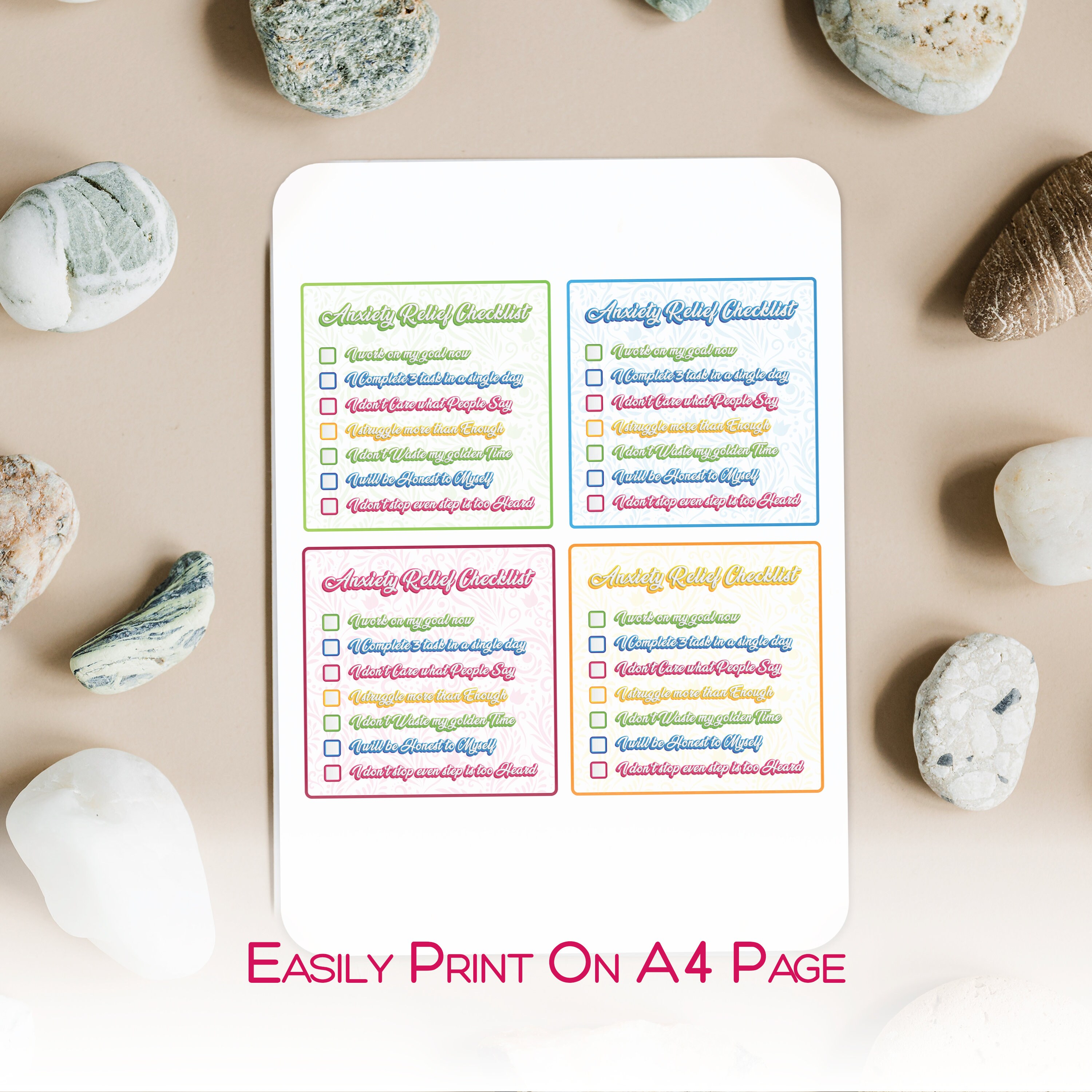 Anxiety Relief Checklist Anxiety Stickers in 4 Multi-color Do It ...