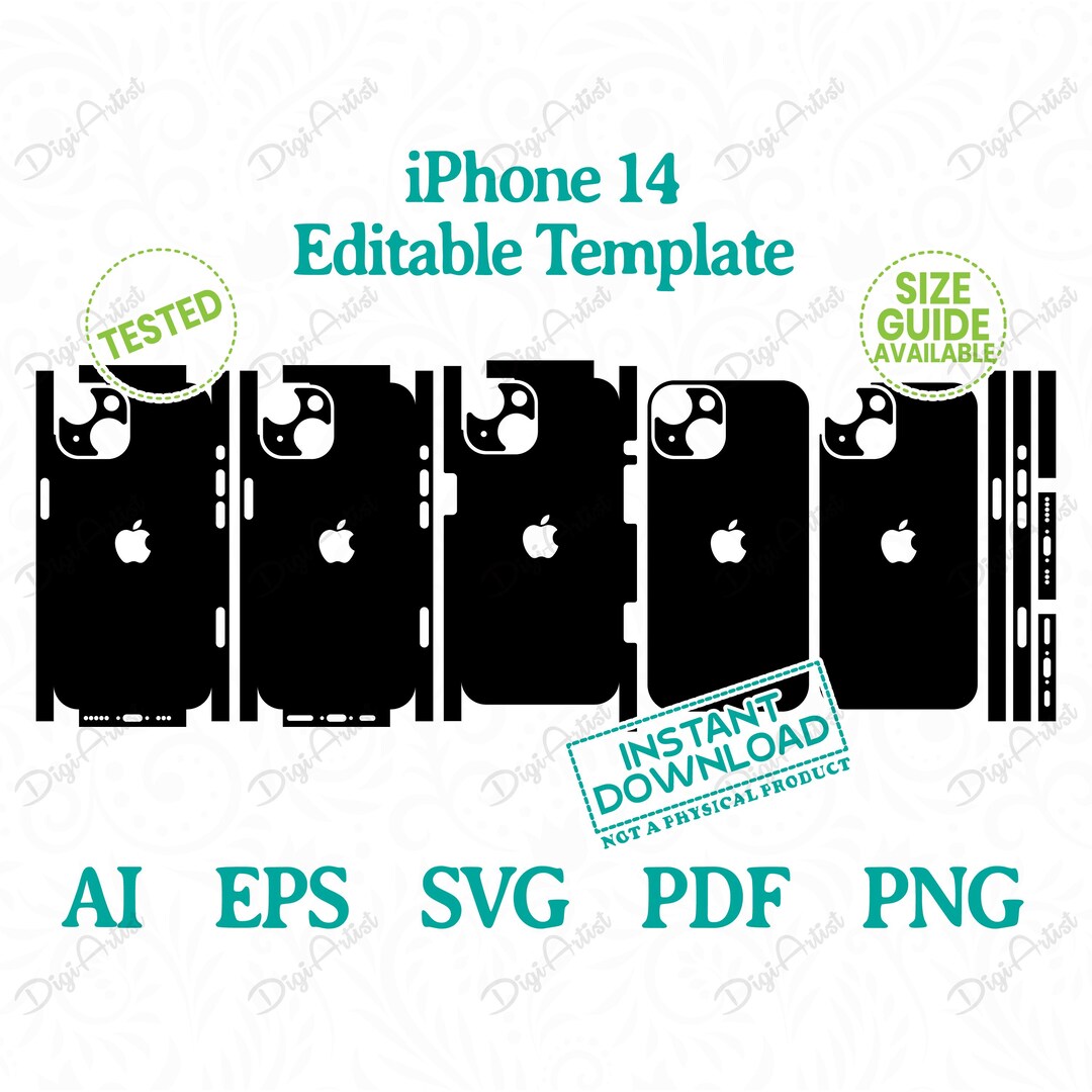 IPhone 14 Skin Editable Template by Digiartist Store, iPhone 14 Case ...