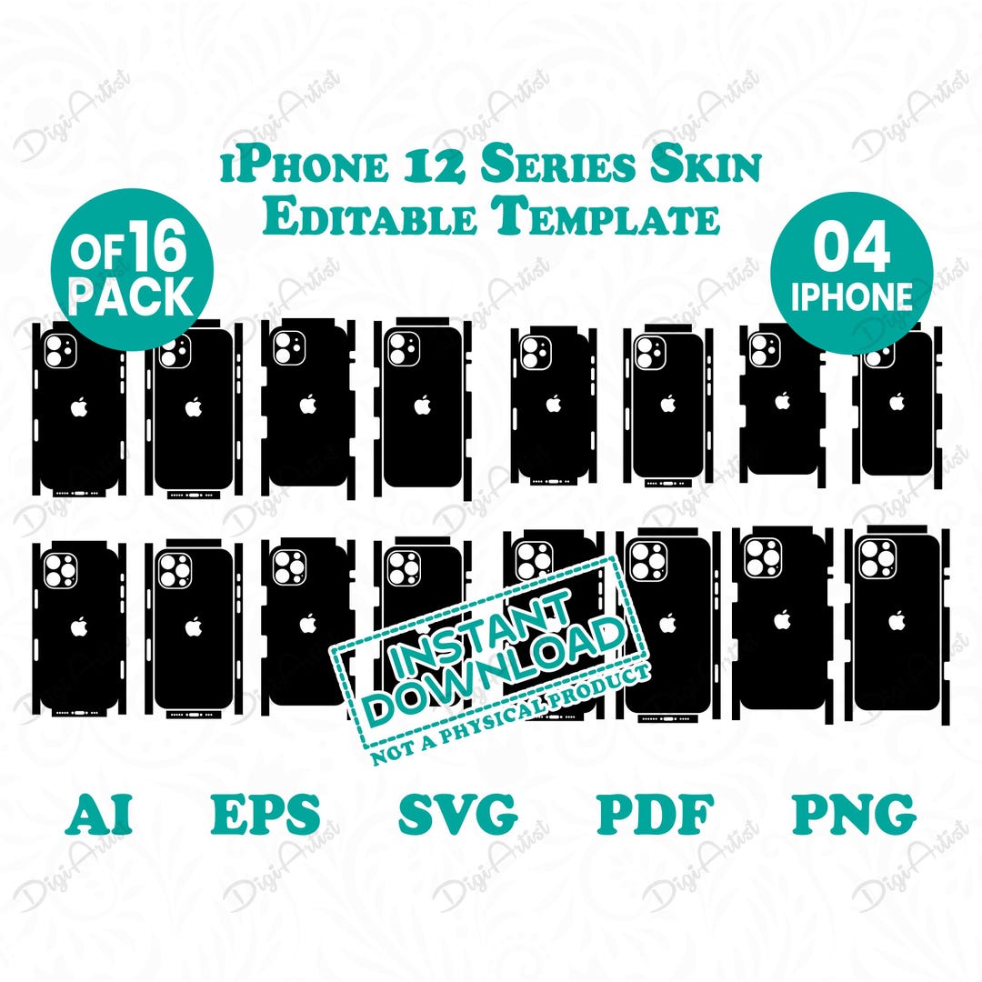 Apple iPhone 12 Series Editable Template by Digiartist Store, iPhone 12 Pro Case, iPhone Skin ...