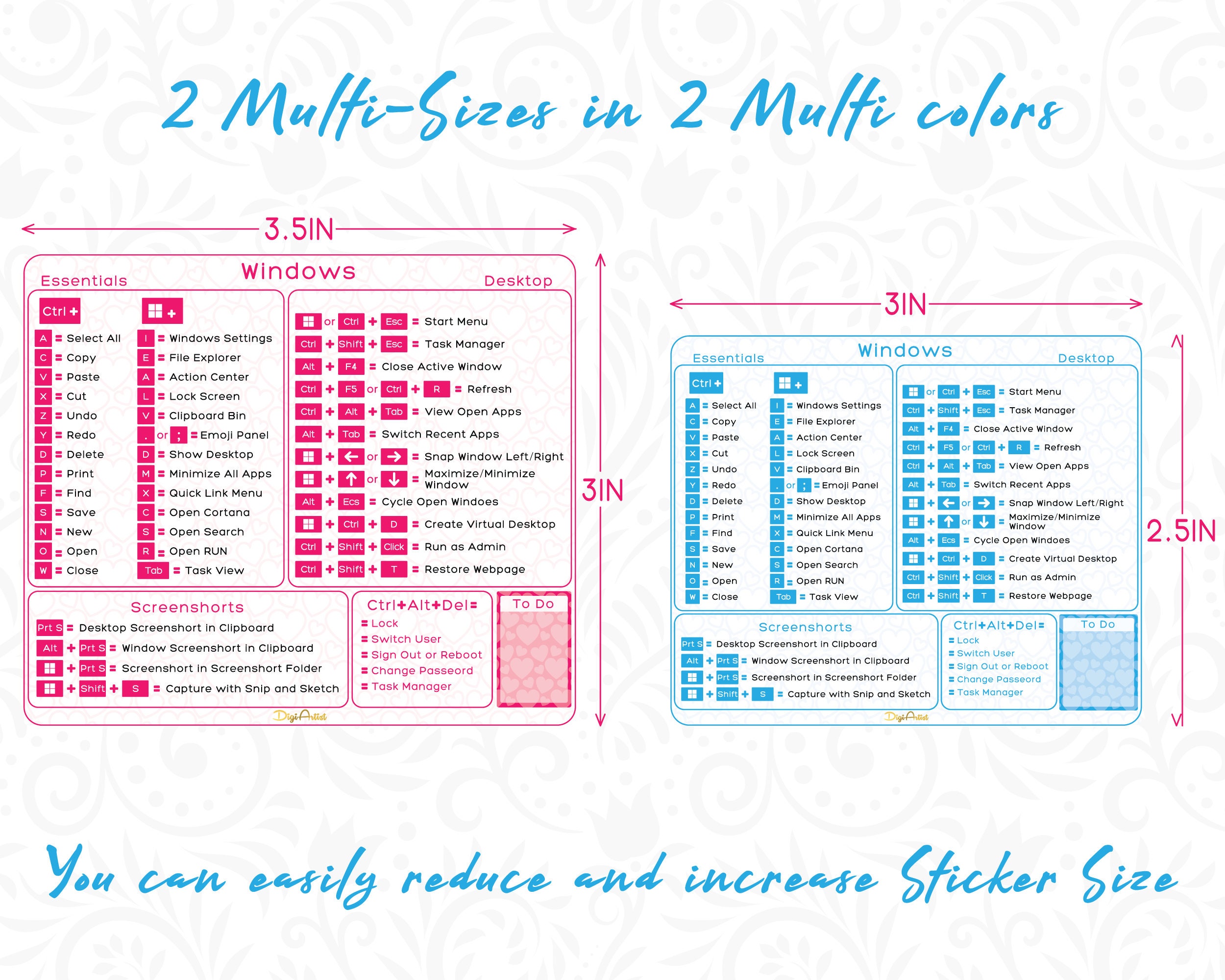 Keyboard Shortcuts Printable Stickers, Window Shortcuts Decal Clipart ...