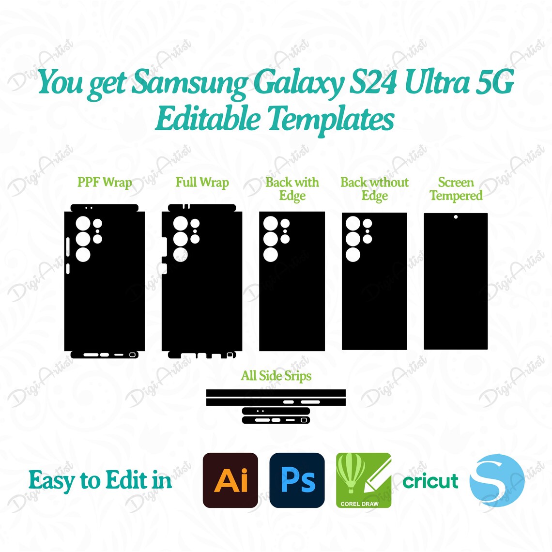 Samsung Galaxy S24 Ultra 5G Editable Template by Digiartist Store ...