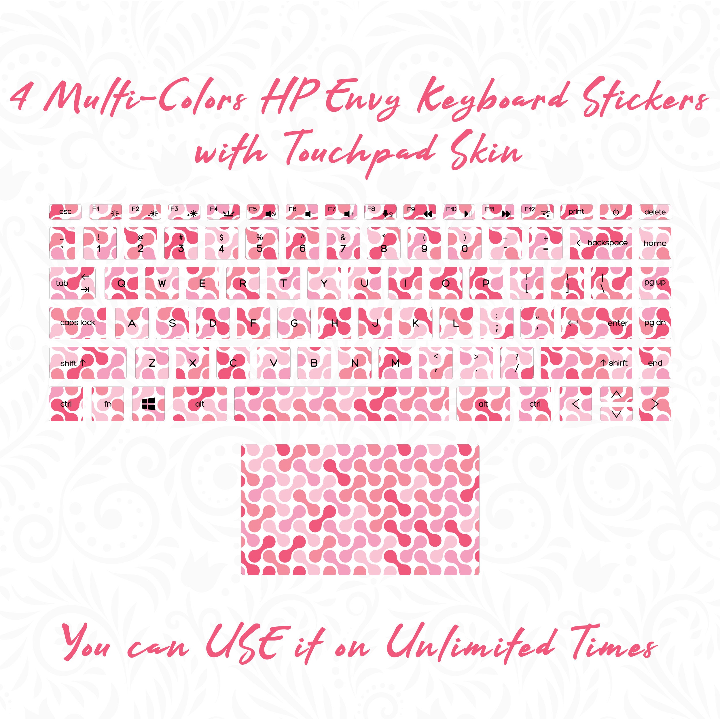 HP Envy Keyboard Stickers With Touchpad Skin in 4 Multi-color HP Envy ...