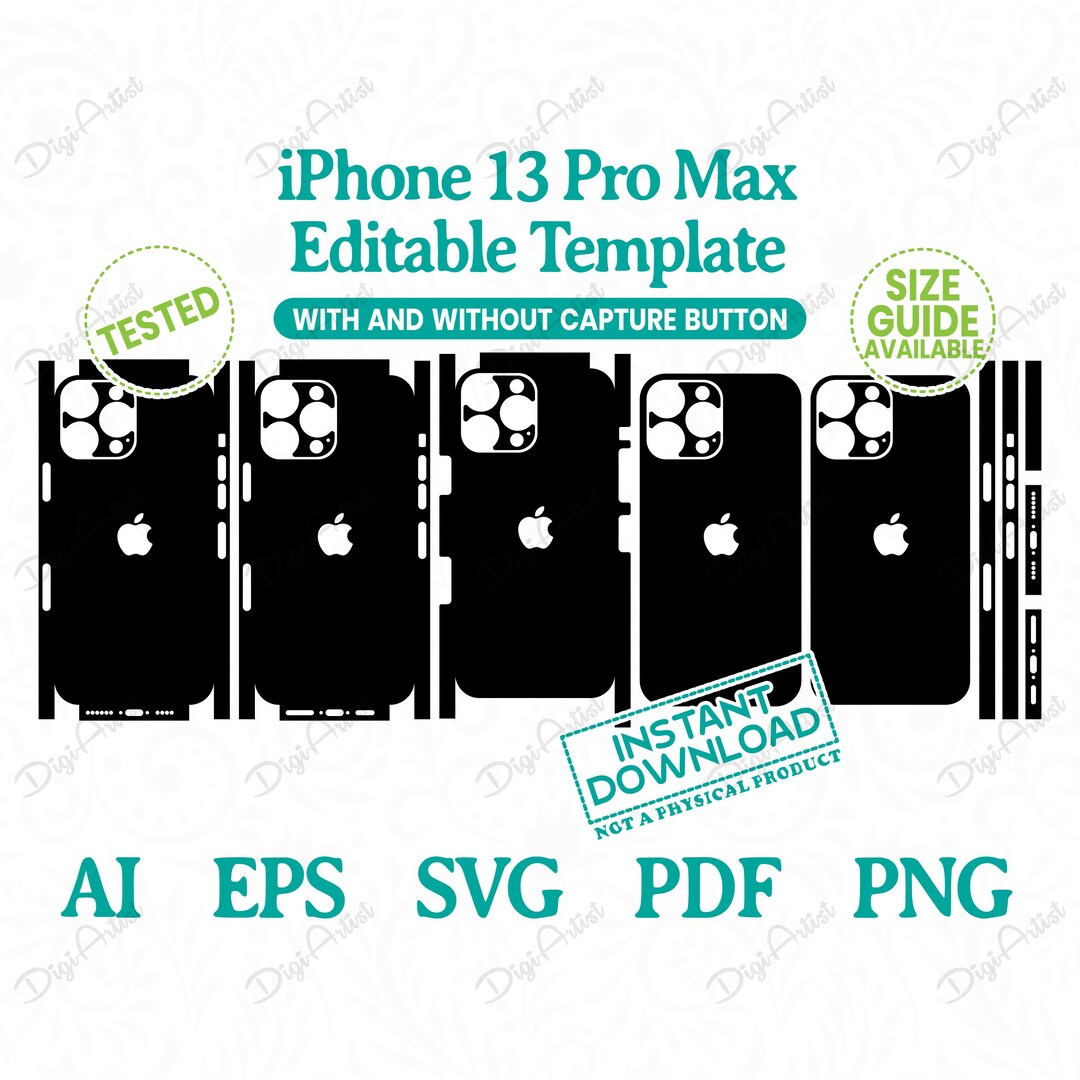 IPhone 13 Pro Max Skin Editable Template by Digiartist Store, iPhone 13 Series Template in ...