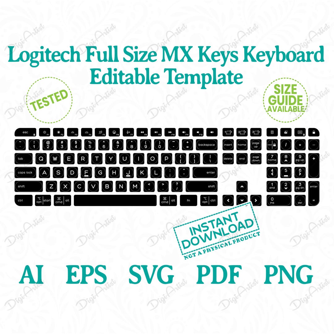 Logitech MX Keys S Keyboard Full Size Skin Editable Template by ...