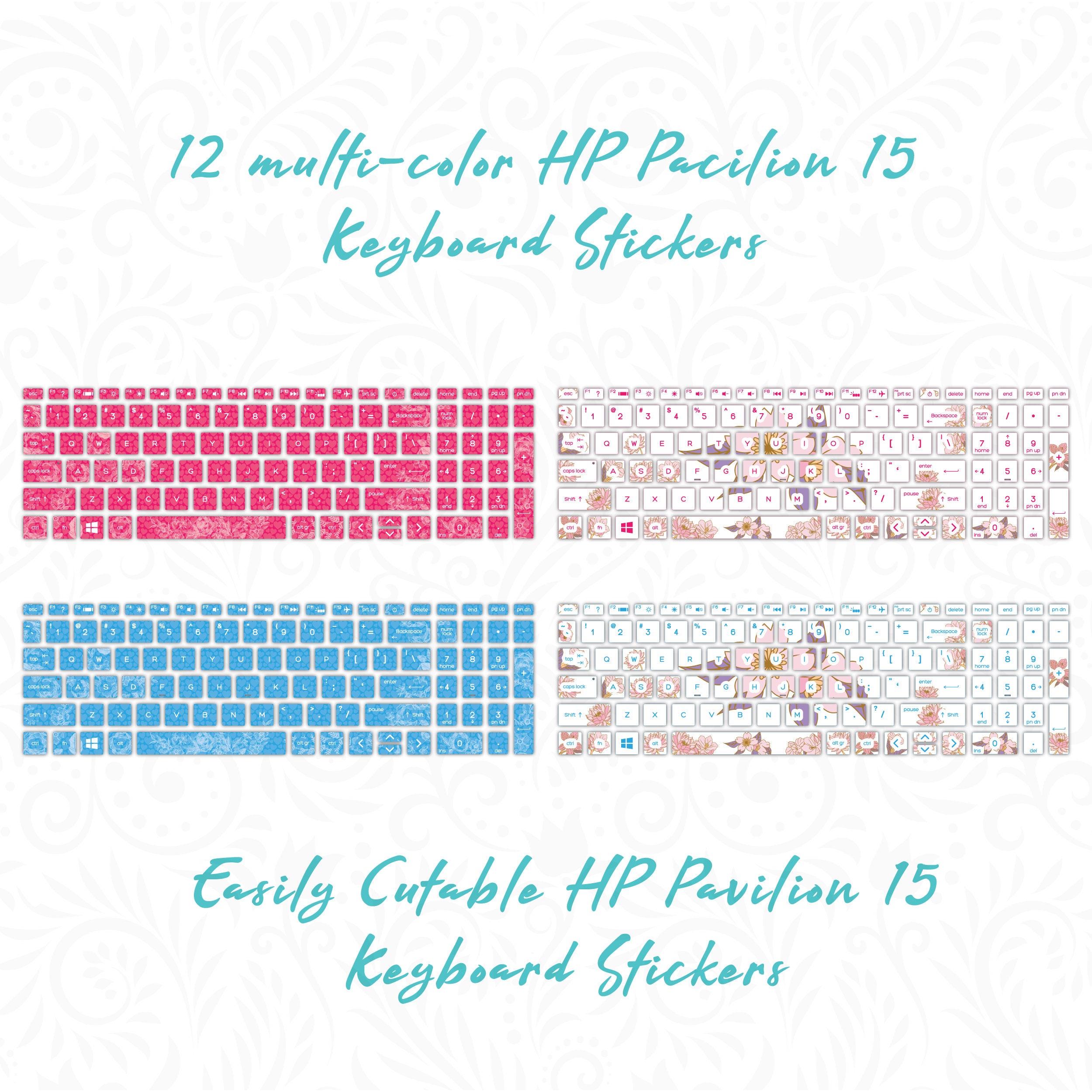 HP Pavilion 15 Keyboard Stickers in 12 Multi HP Laptop Skins Cute ...