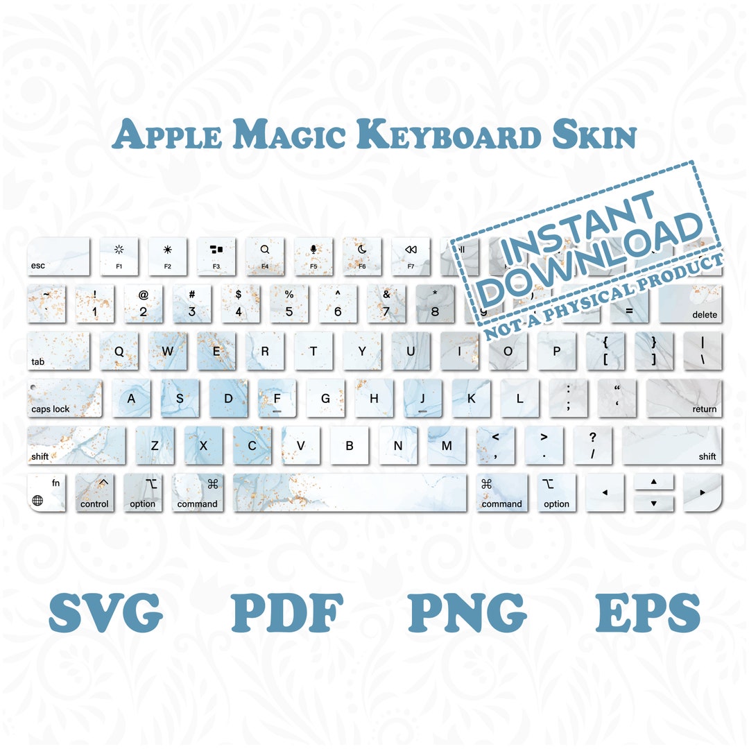 Magic Keyboard Skin Apple Keyboard Stickers, White Marble Custom ...