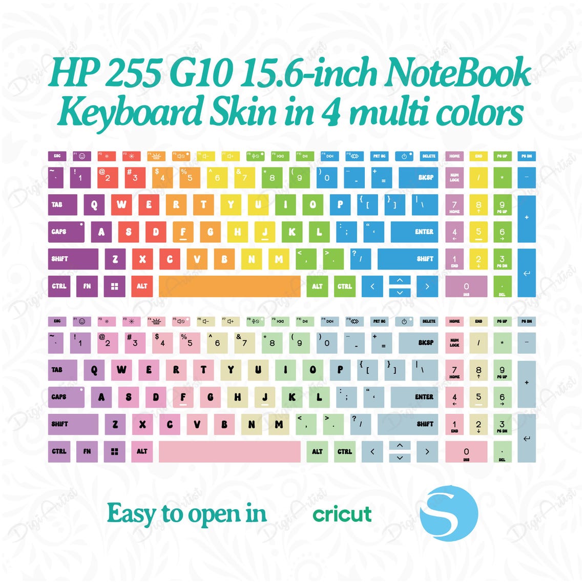 HP 255 G10 15.6-inch Keyboard Skin by Digiartist Store, Pack of 4 ...