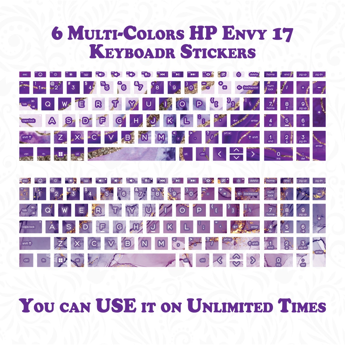 HP Envy 17 Keyboard Stickers - Set of 6 HP Envy Laptop Skin Cute ...