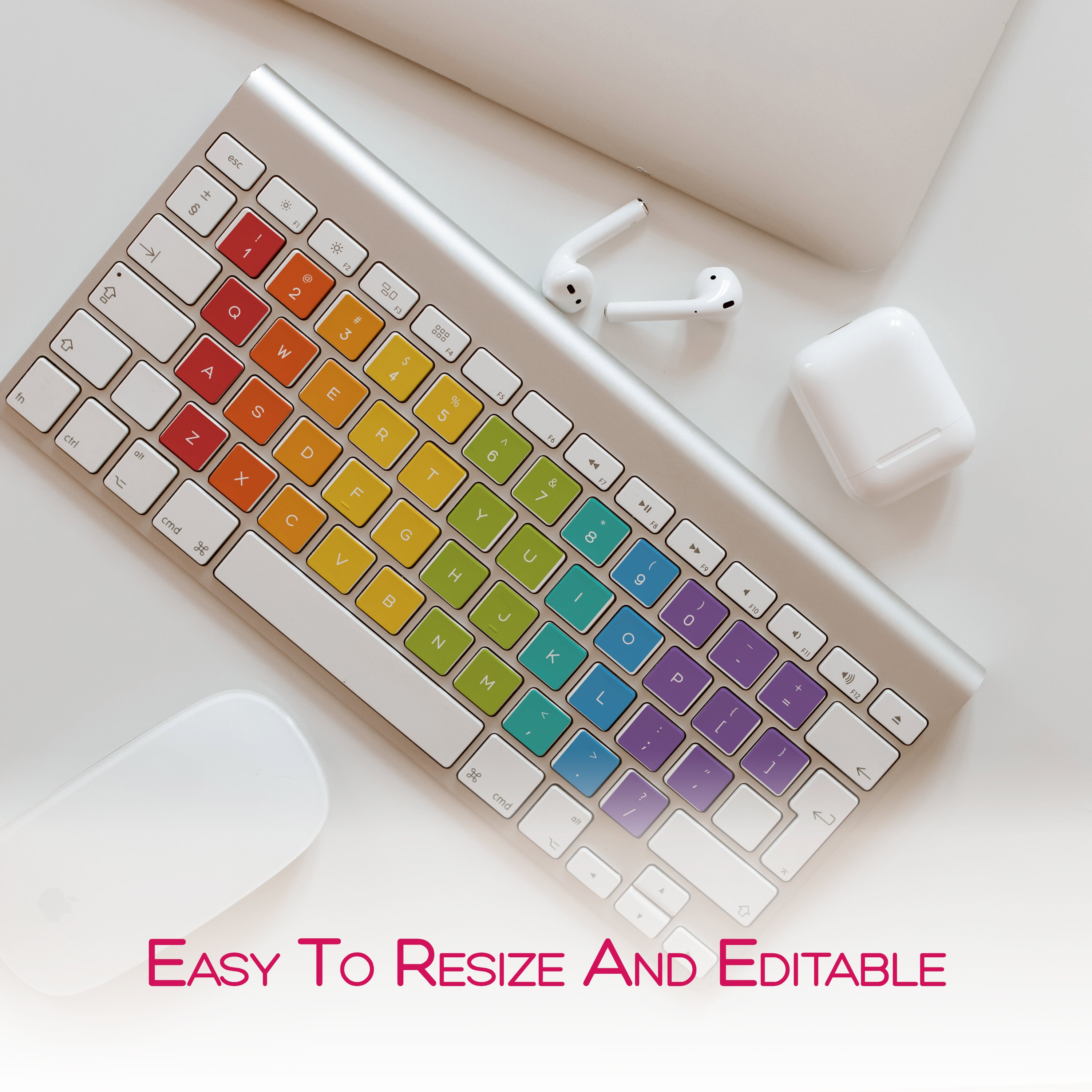 Typing Practice Cute Keyboard Stickers in 4 Muti-color 1.5cm Key ...