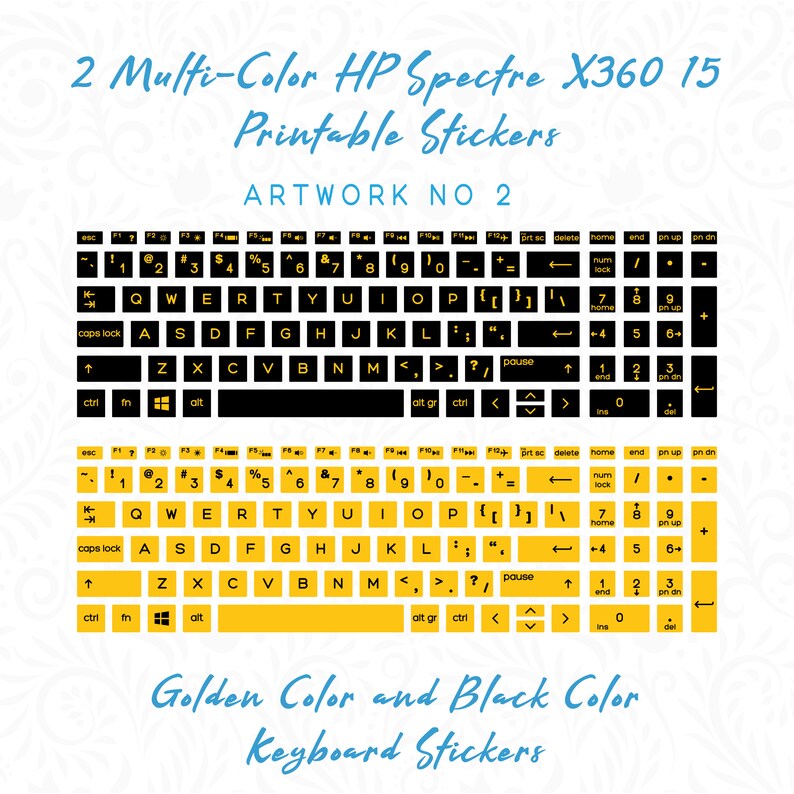 HP Spectre X360 15 Stickers in 8 Multi Keyboard Decal HP Spectre X360 ...